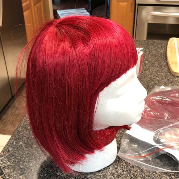 Qiang Feng | Accessories | Nwt Wig Red Little Red Riding Hood Bang Red ...